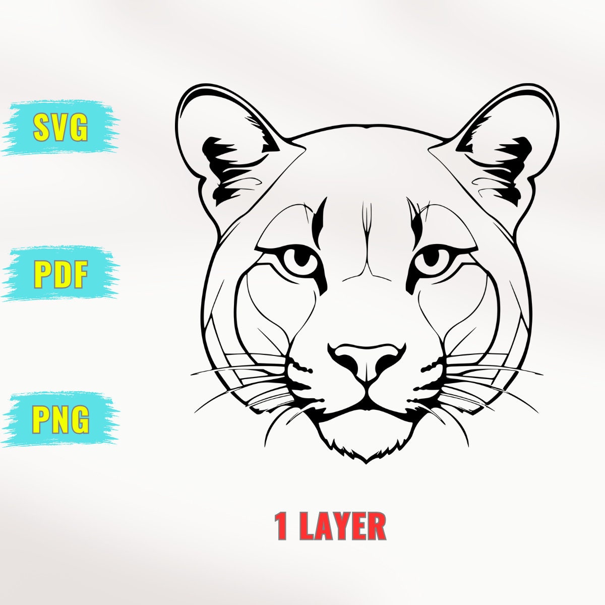 Cougar Head SVG, Panther Svg, Mountain Lion Vector, PNG 300 Dpi, PDF ...
