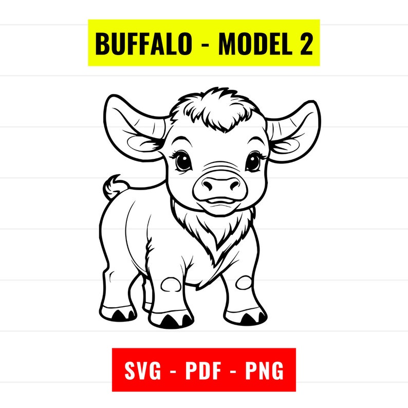 Cute Buffalo SVG, Buffalo Outline Svg, PNG, PDF African Buffalo Vector ...