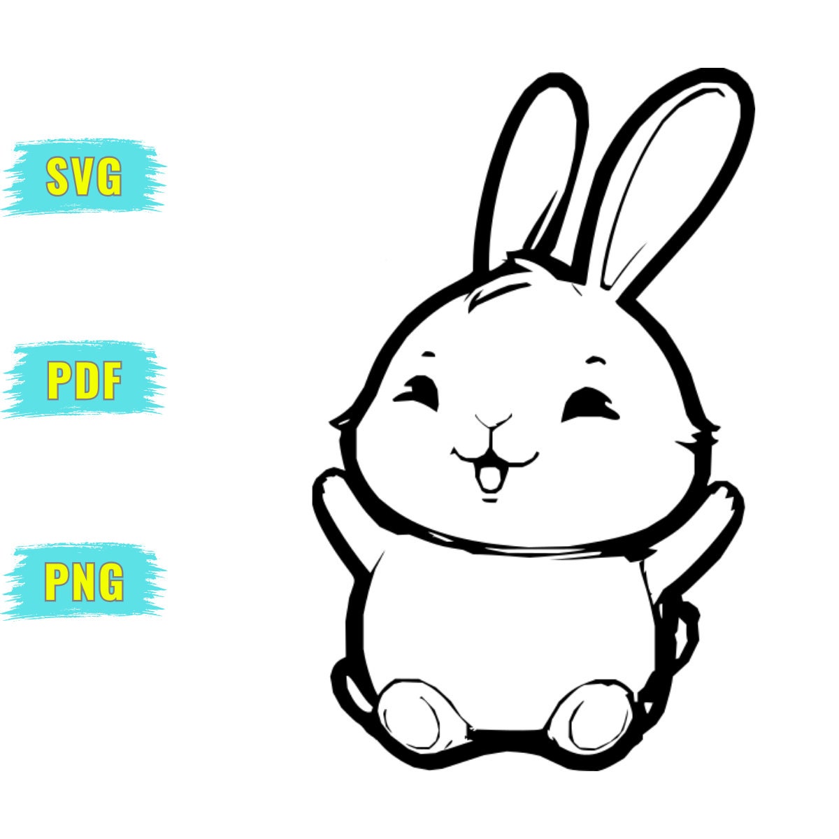Cute Bunny SVG, Bunny Outline Svg Bundle, PNG, PDF Cute Bunny Vector ...