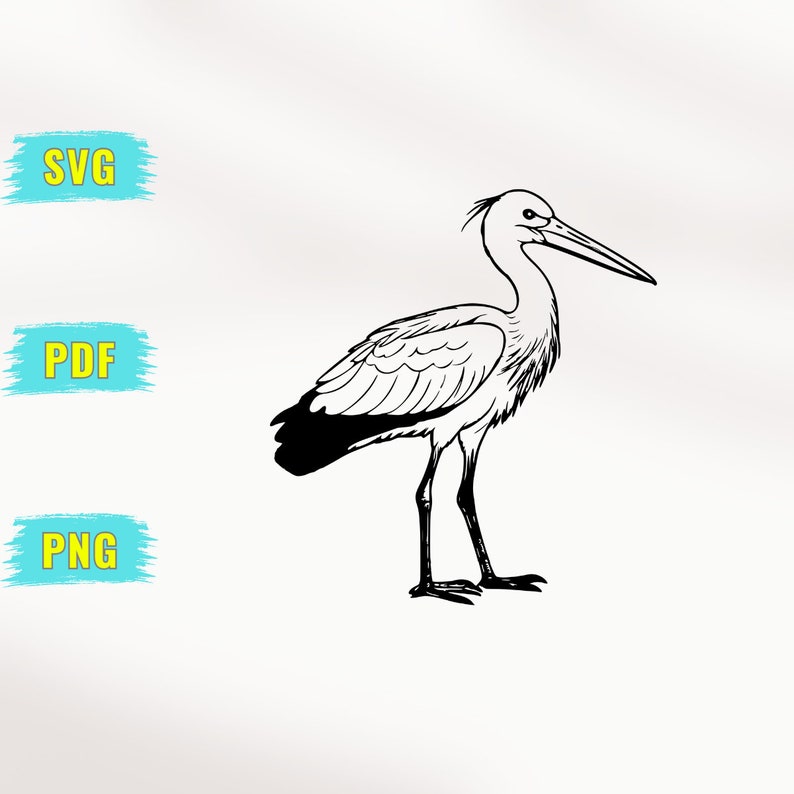 Stork SVG, Stork Outline Svg, PNG, PDF, Bird Svg, Stork Vector Svg for ...