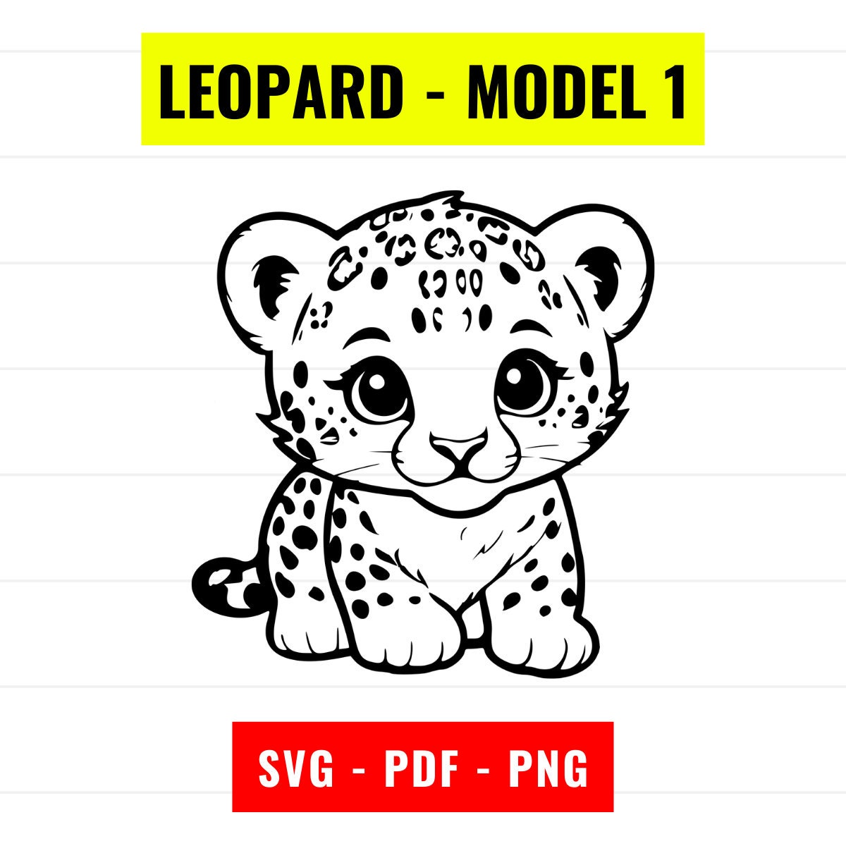 Leopard SVG, Baby Leopard Outline, PNG, PDF, Cute Leopard Vector for ...