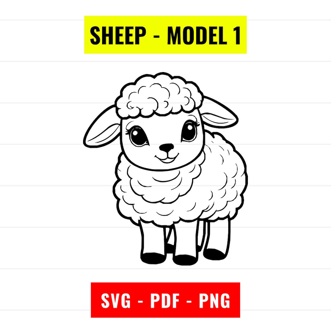 Cute Sheep SVG, Sheep Outline Vector, Cute Baby Sheep Svg, Sheep PNG ...
