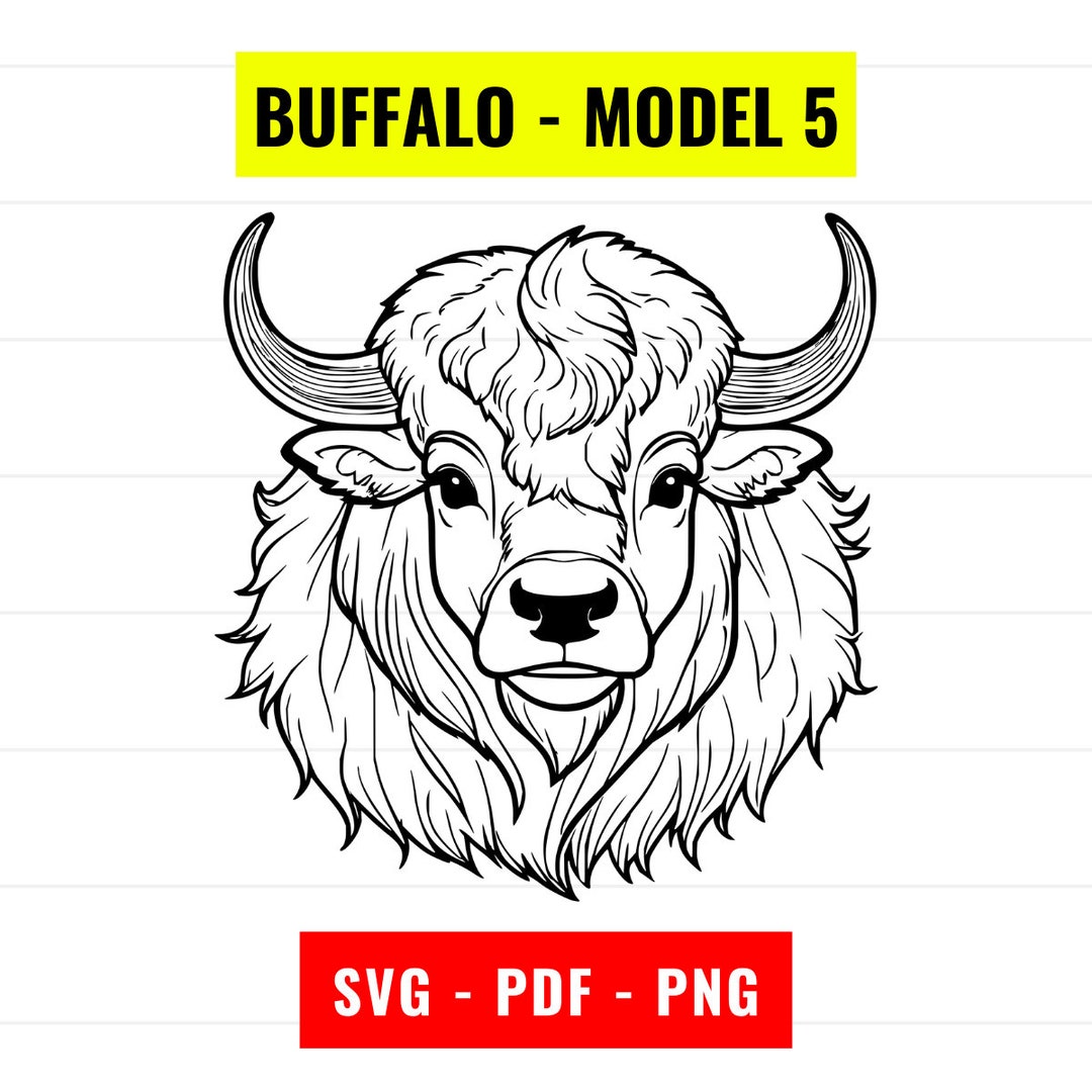 Buffalo Head SVG, Buffalo Outline Svg, PNG, PDF African Buffalo Vector ...