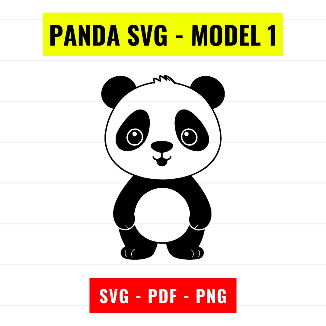 Panda SVG, Panda Outline Vector, Cute Panda Svg, Panda Silhouette ...