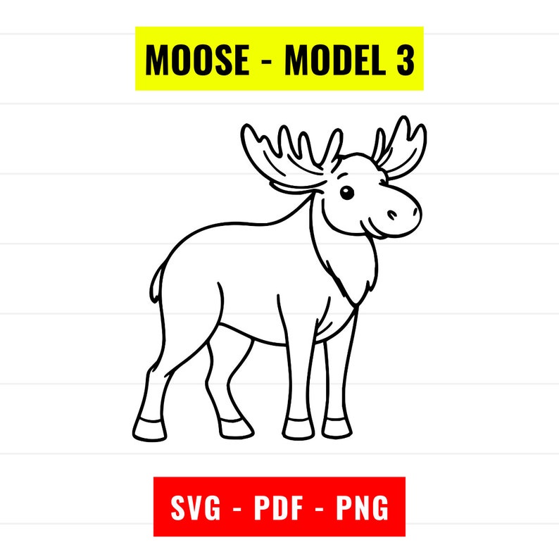 Cute Moose SVG, Moose Outline, Moose Vector, Moose PNG 300 Dpi, PDF ...
