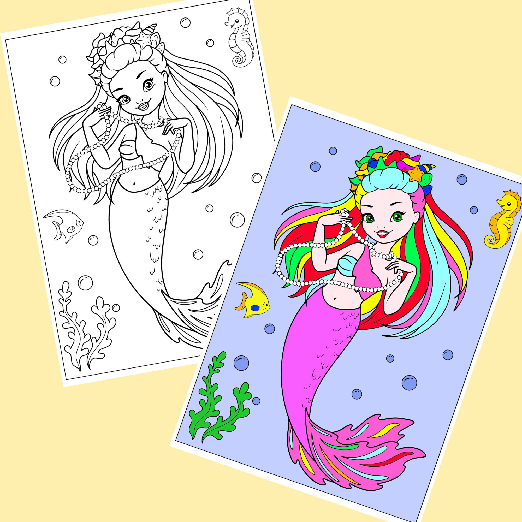28 Printable Coloring Pages With Mermaids for Kids, Preschoolers ...