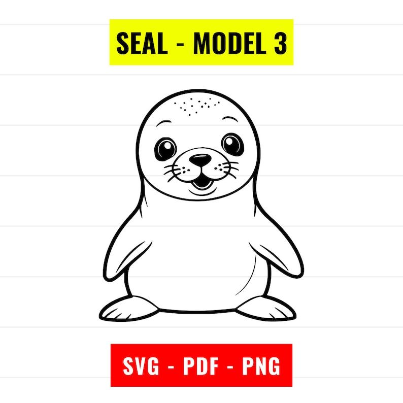 Seal SVG, Baby Seal Outline Svg, PNG, PDF, Cute Seal Vector for Cricut ...