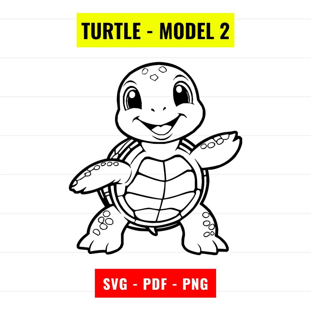 Cute Turtle SVG, PNG, PDF, Sea Animal Vector (digital Download) - Etsy
