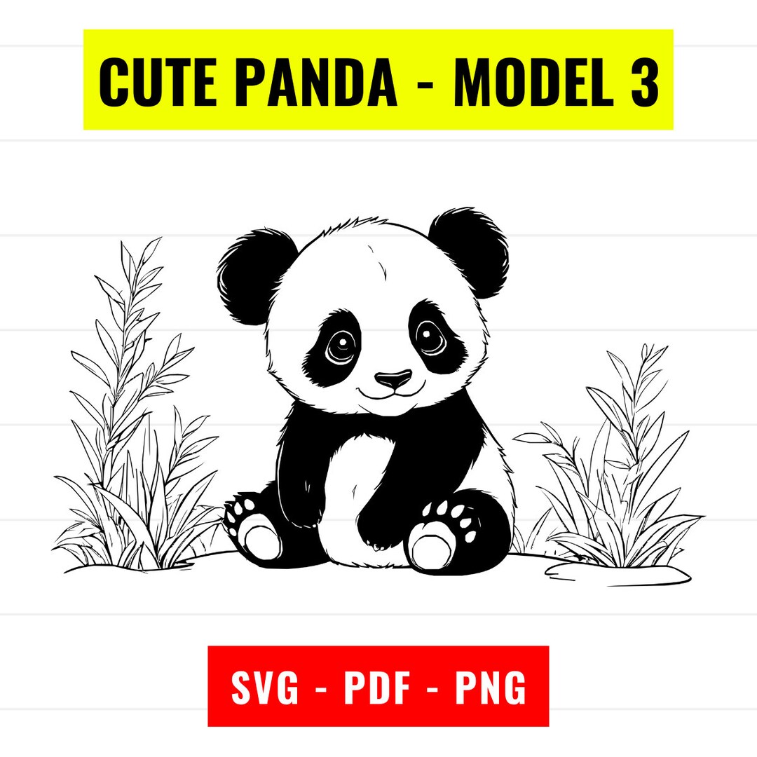 Cute Baby Panda SVG, Panda Outline Vector, Cute Panda Svg, Panda PNG ...
