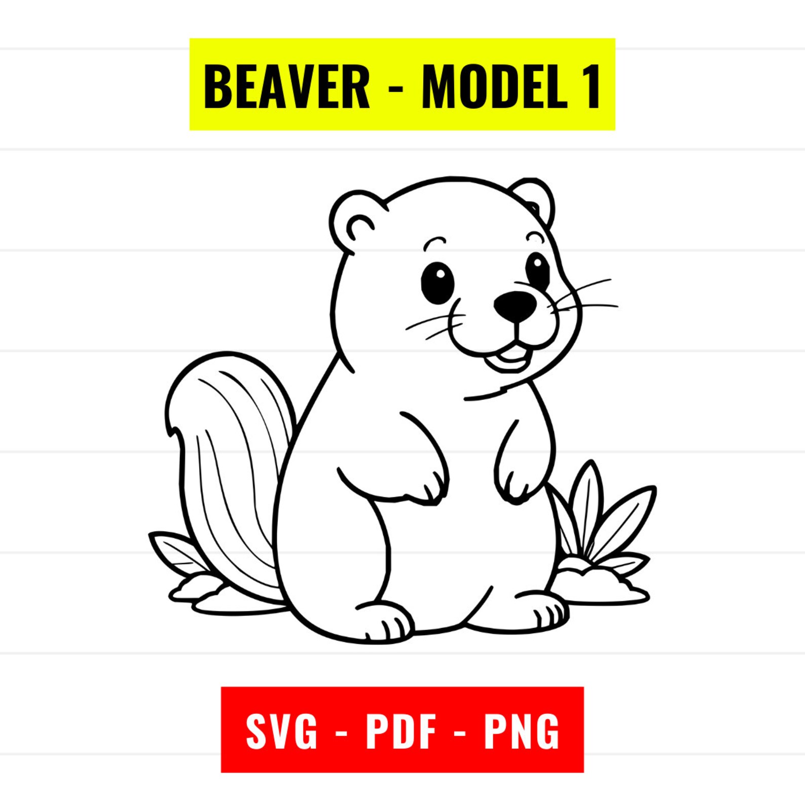 Cute Beaver SVG, Beaver Outline, PNG 300 Dpi, PDF, Beaver Vector for ...