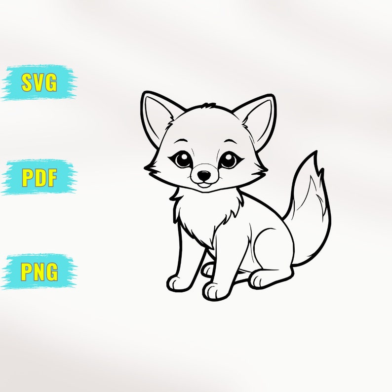 Cute Fox SVG, Fox Outline Vector, Fox Silhouette Svg, Fox PNG 300 Dpi ...