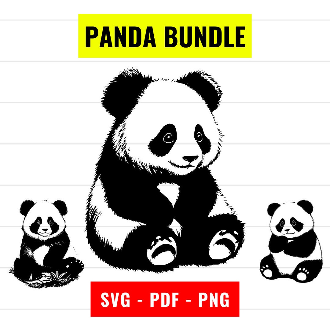 Cute Panda SVG, Panda Outline Svg Bundle, PNG, PDF Panda Vector Svg for ...