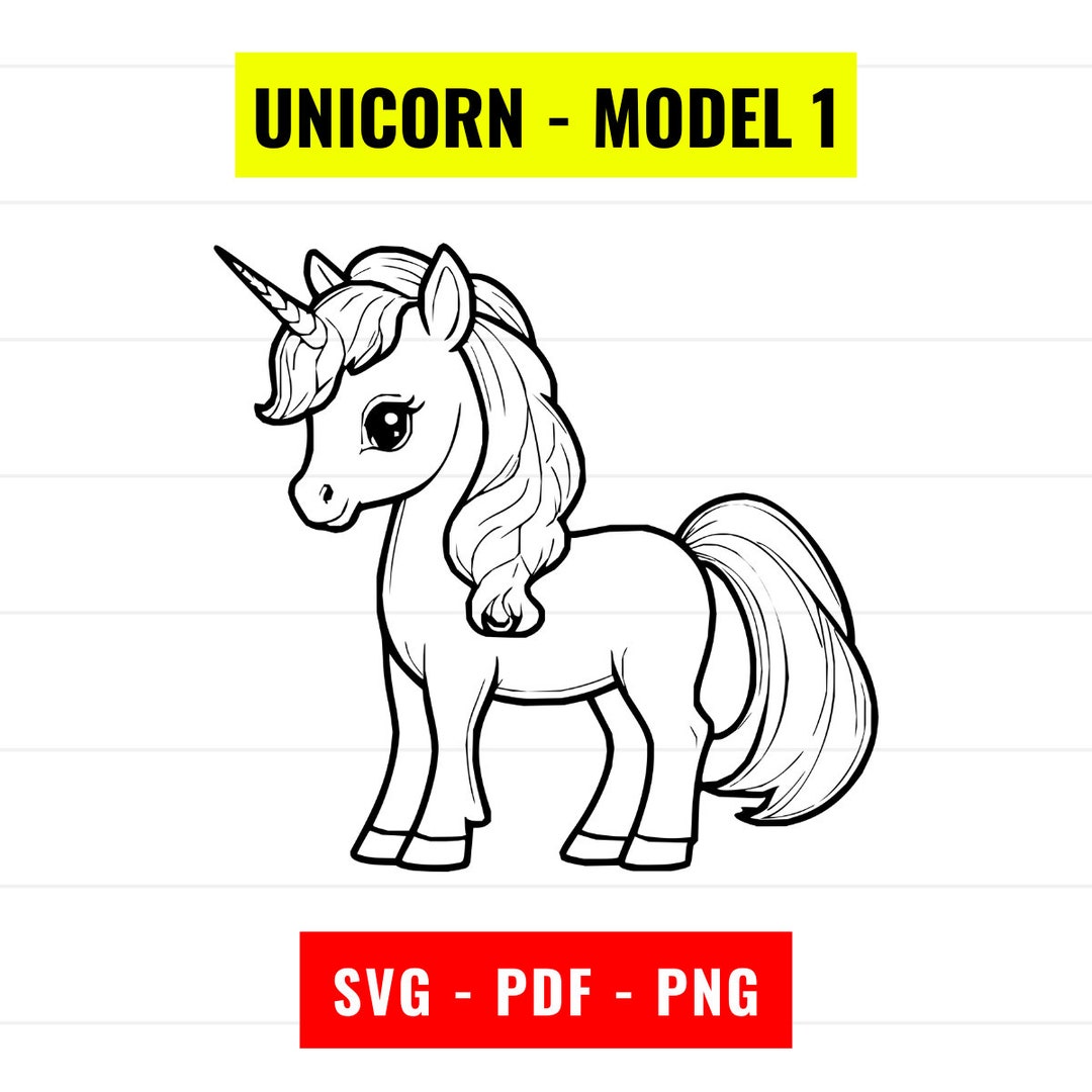 Unicorn SVG, Cute Unicorn Outline, PNG, PDF, Unicorn Vector for Cricut ...