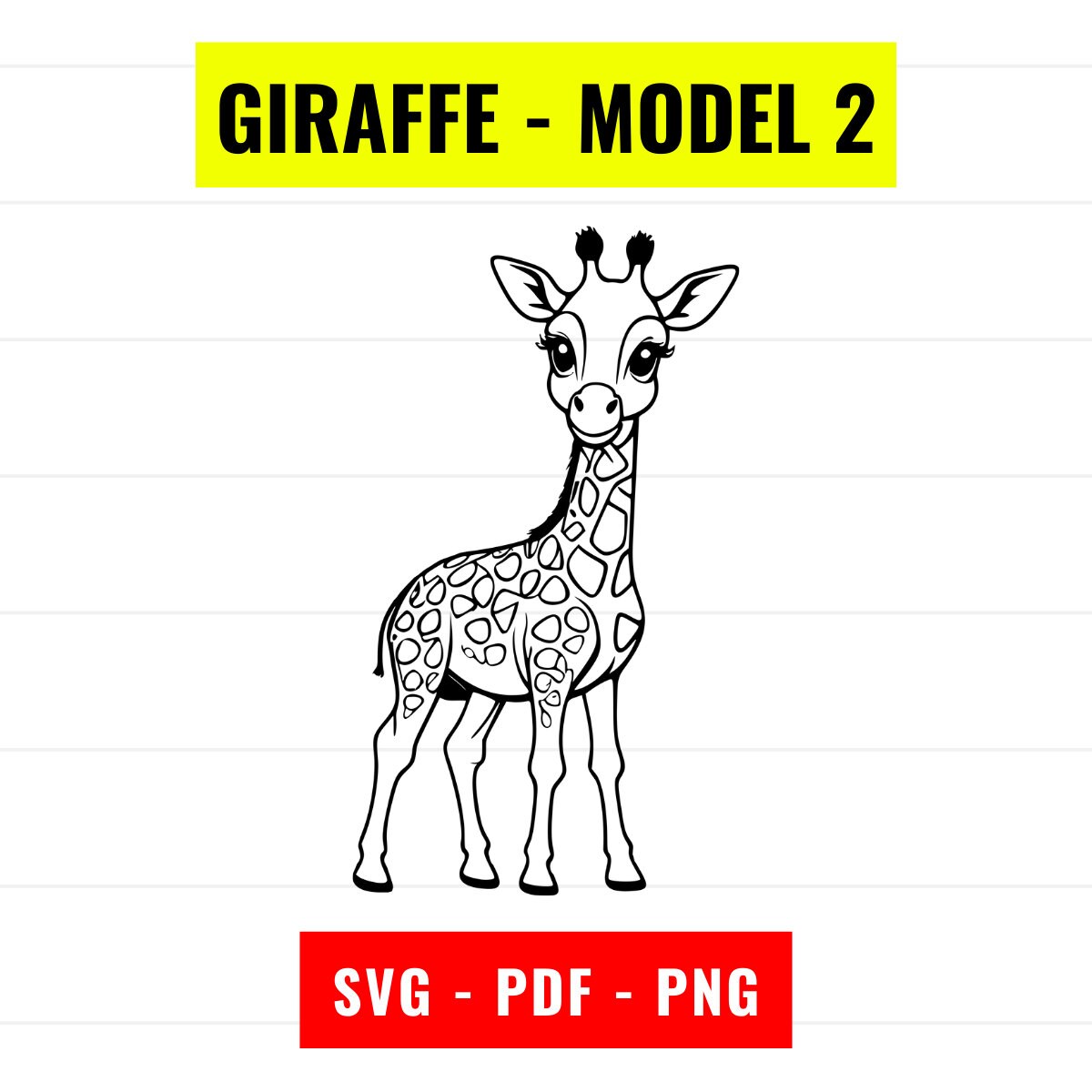 Giraffe SVG, Giraffe Outline, PDF Giraffe Vector for Cricut, Giraffe ...