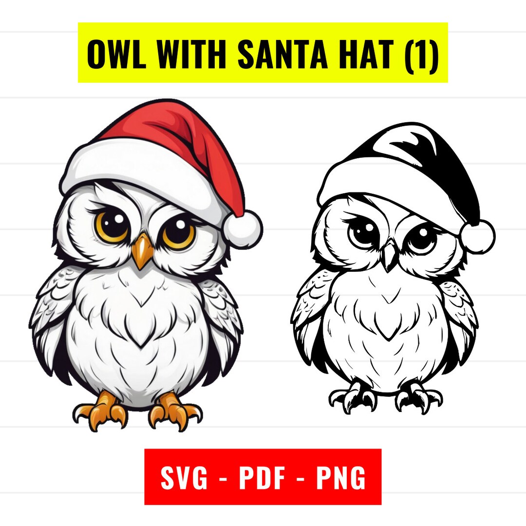 Christmas Owl SVG, Santa Hat Clipart (digital Download - Etsy Australia