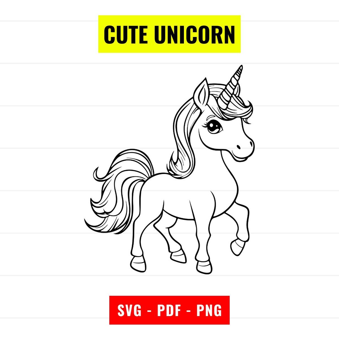 Unicorn SVG, Cute Unicorn Outline, PNG, PDF, Unicorn Vector for Cricut ...