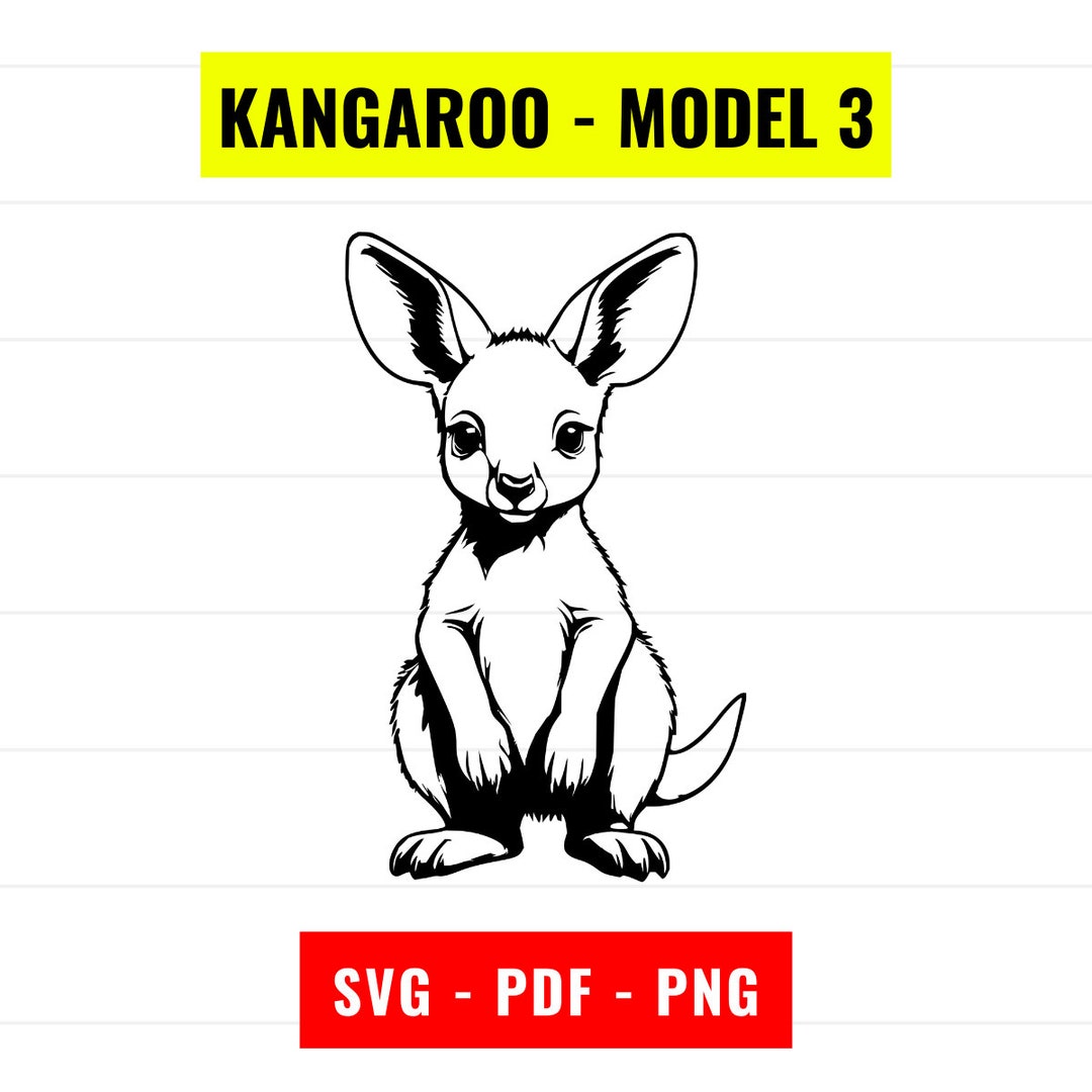 Cute Baby Kangaroo SVG, Kangaroo Outline Vector, Cute Kangaroo Svg, PNG ...