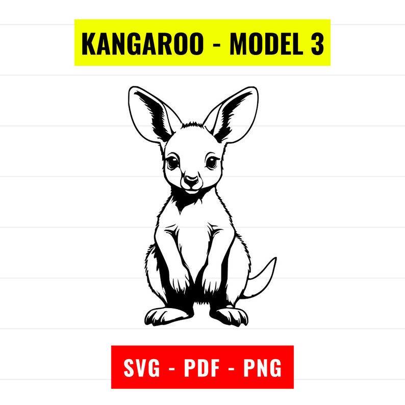 Cute Baby Kangaroo SVG, Kangaroo Outline Vector, Cute Kangaroo Svg, PNG ...