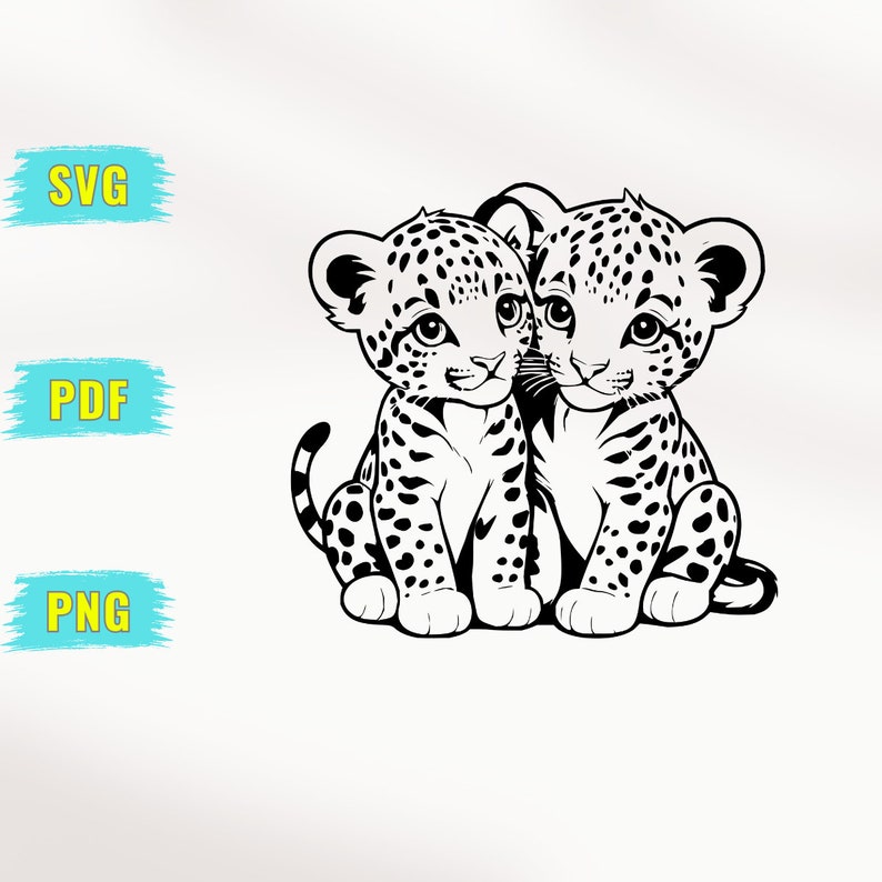 Cute Baby Leopard SVG, Baby Leopard Outline, PNG 300 Dpi, PDF, Baby ...