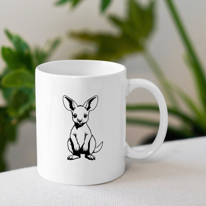 Cute Baby Kangaroo SVG, Kangaroo Outline Vector, Cute Kangaroo Svg, PNG ...