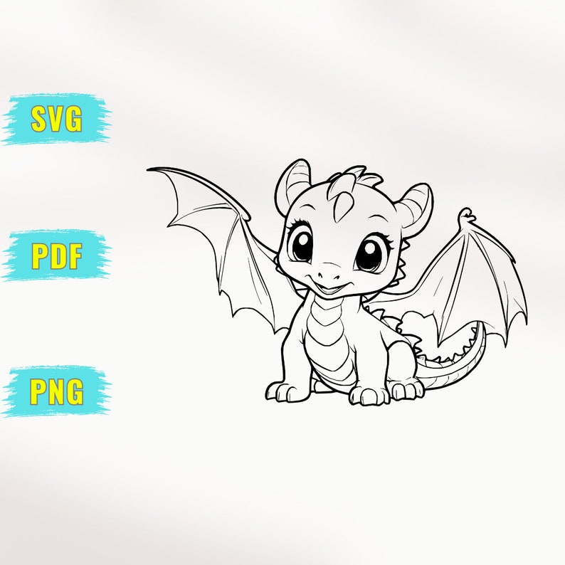 Baby Dragon Outline Vector, SVG, PNG, PDF (digital Download) - Etsy