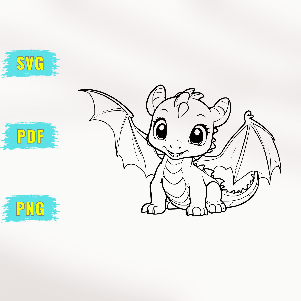 Cute Baby Dragon SVG, Dragon Outline Vector, Cute Little Dragon Svg ...