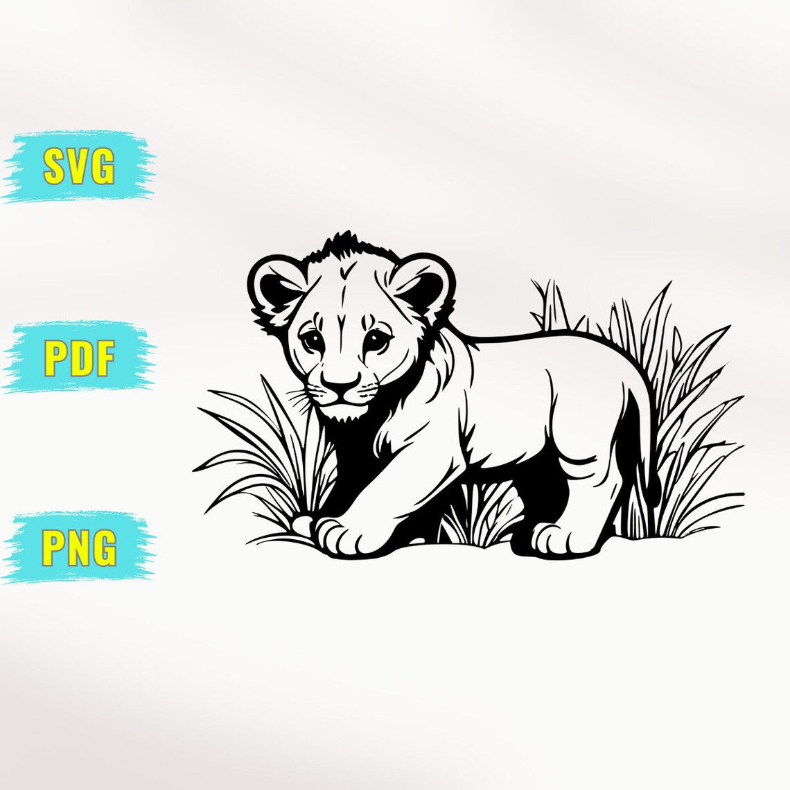 Lion SVG, Baby Lion Outline, PNG 300 Dpi, PDF Animal Svg, Cute Baby ...