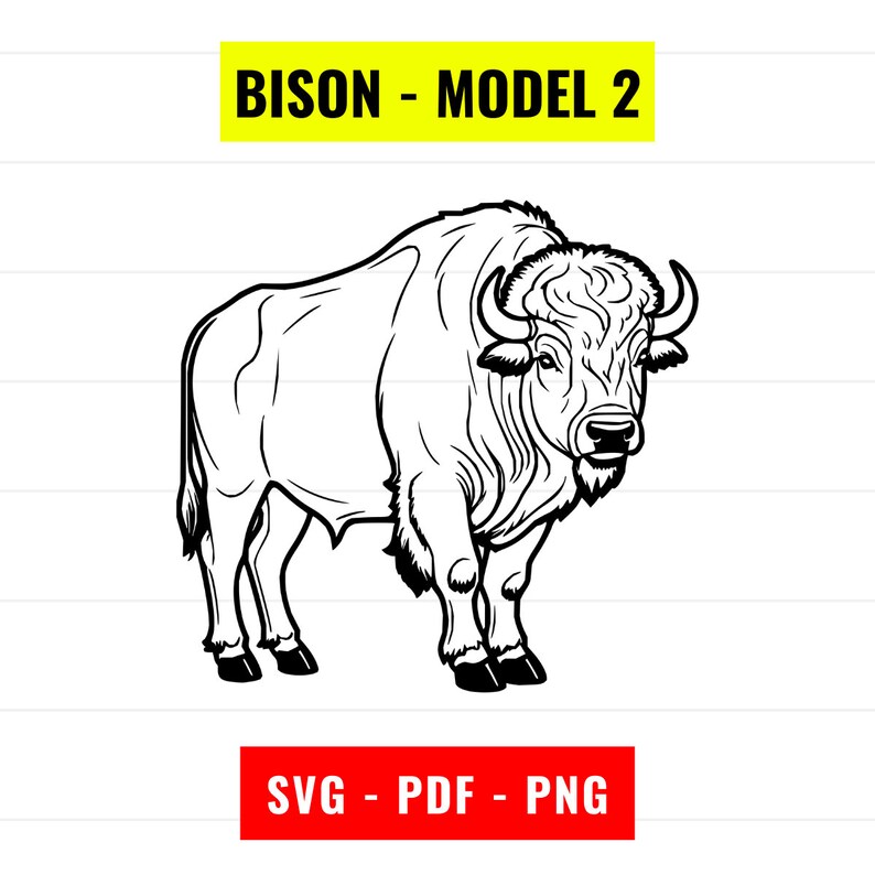 Bison SVG, Bison Outline, Bison Vector, Bison PNG 300 Dpi, PDF Bison ...