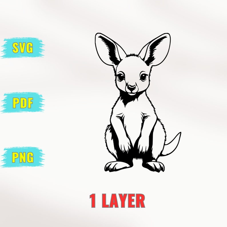 Cute Baby Kangaroo SVG, Kangaroo Outline Vector, Cute Kangaroo Svg, PNG ...