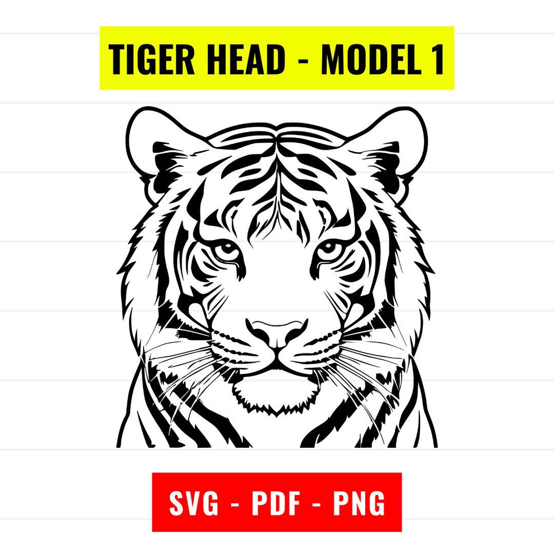 Tiger Head SVG, Tiger Outline Vector, Tiger Portrait Svg, Tiger PNG 300 ...