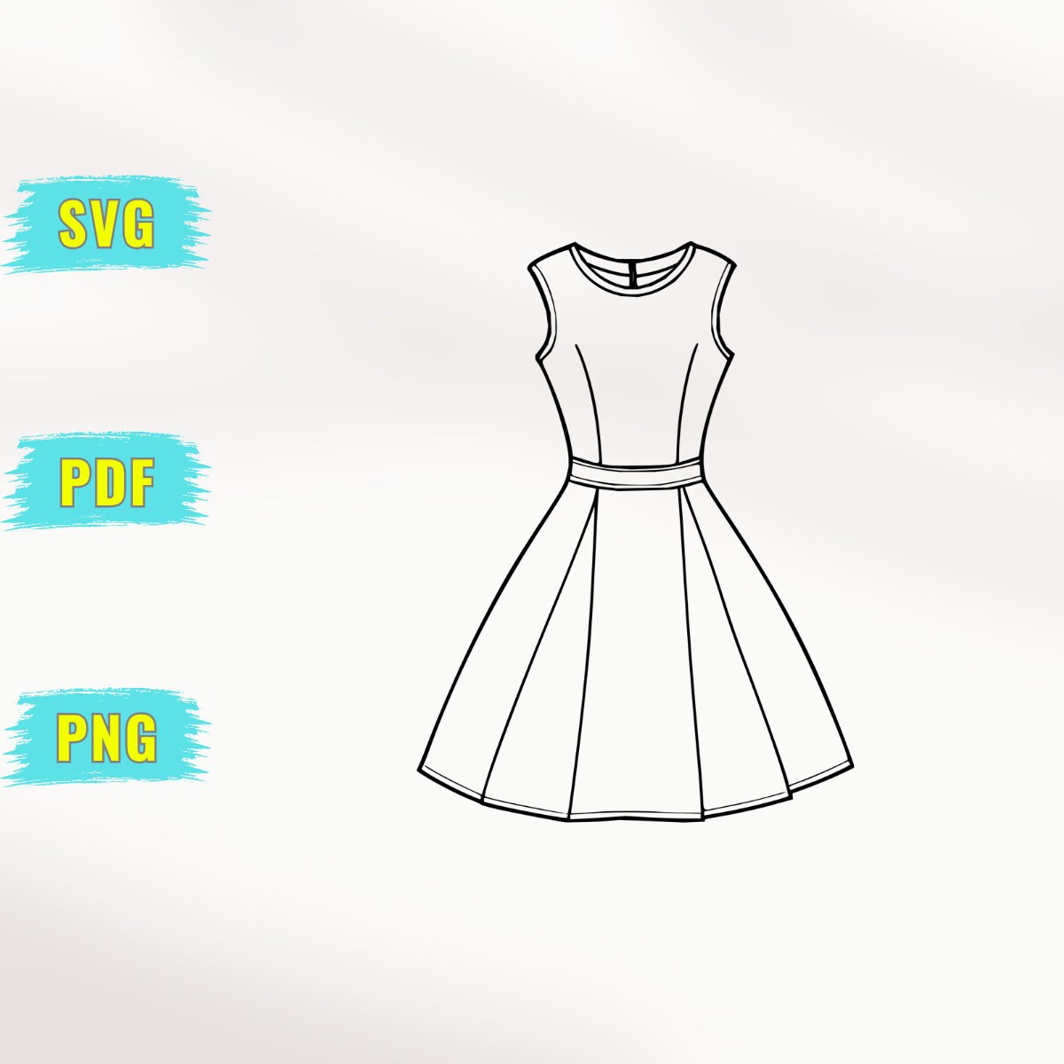Dress SVG, Dress Outline, PNG, PDF, Dress Vector for Cricut, Woman ...