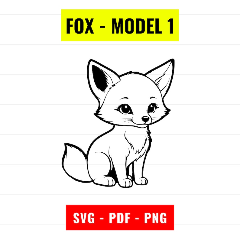 Cute Fox SVG, Fox Outline Vector, Fox Silhouette Svg, Fox PNG 300 Dpi ...