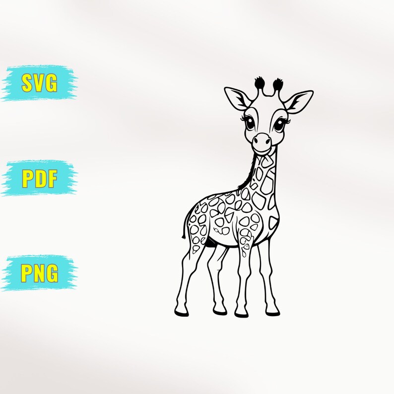 Giraffe SVG, Giraffe Outline, PDF Giraffe Vector for Cricut, Giraffe ...