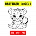 Cute Baby Tiger SVG, Tiger Outline Vector, Cute Tiger Svg, Cute Tiger ...