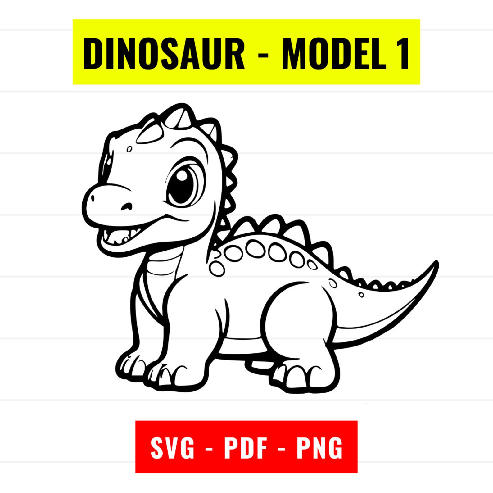 Dinosaur SVG, Baby Dino Outline Svg, PNG, PDF, Dinosaur Vector for ...