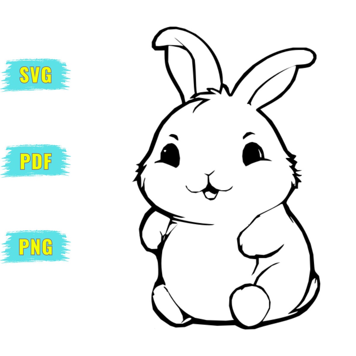 Cute Bunny SVG, Bunny Outline Svg Bundle, PNG, PDF Cute Bunny Vector ...