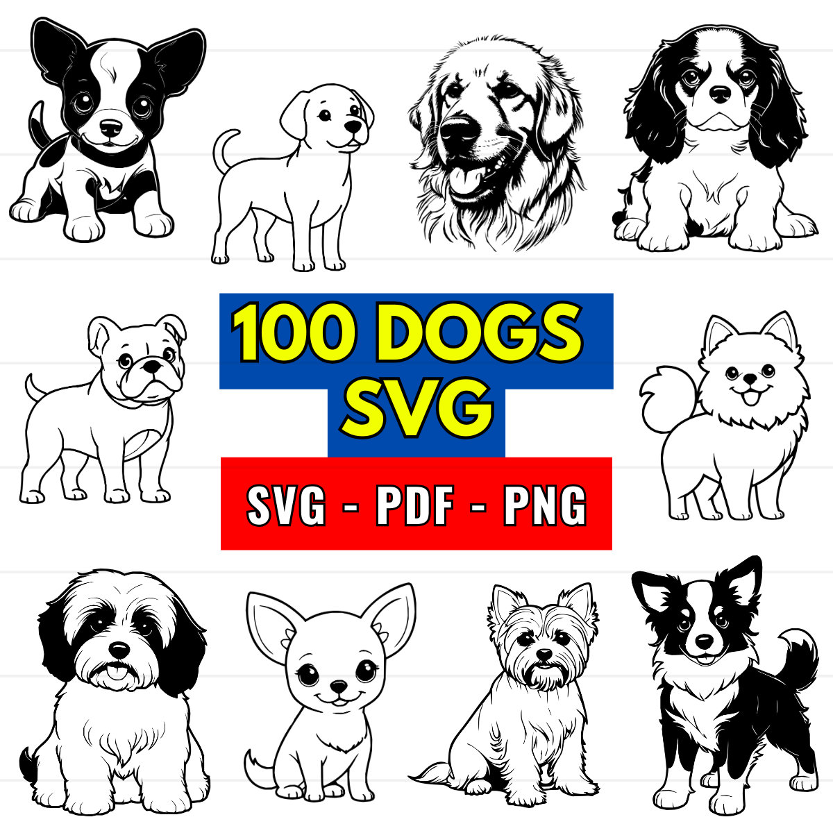 100 Dogs SVG Bundle, Dog Svg Bundle, Dog Outline Svg Bundle Pack, Dog ...