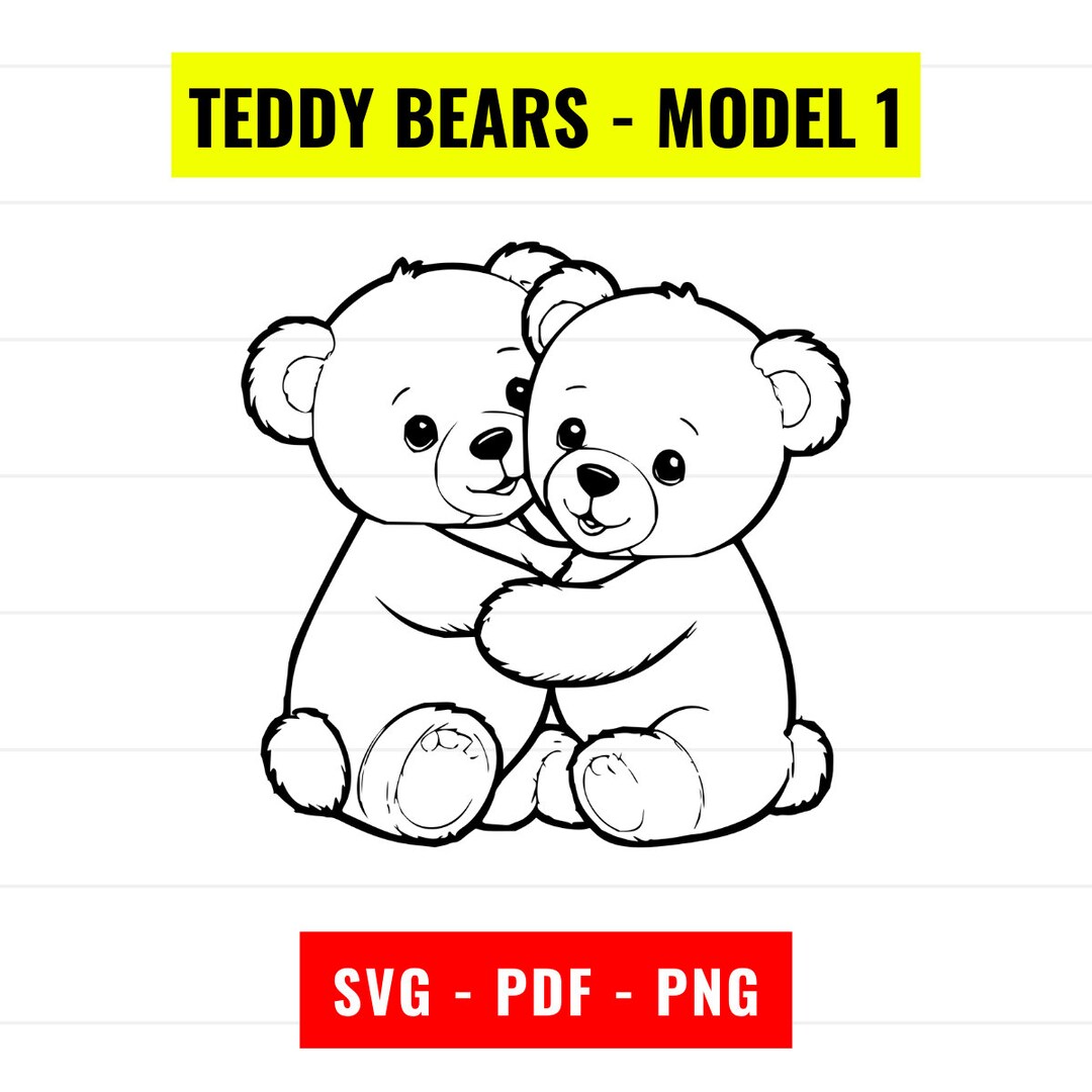 Hugging Teddy Bears Clipart, Couple SVG, PNG, PDF - Etsy