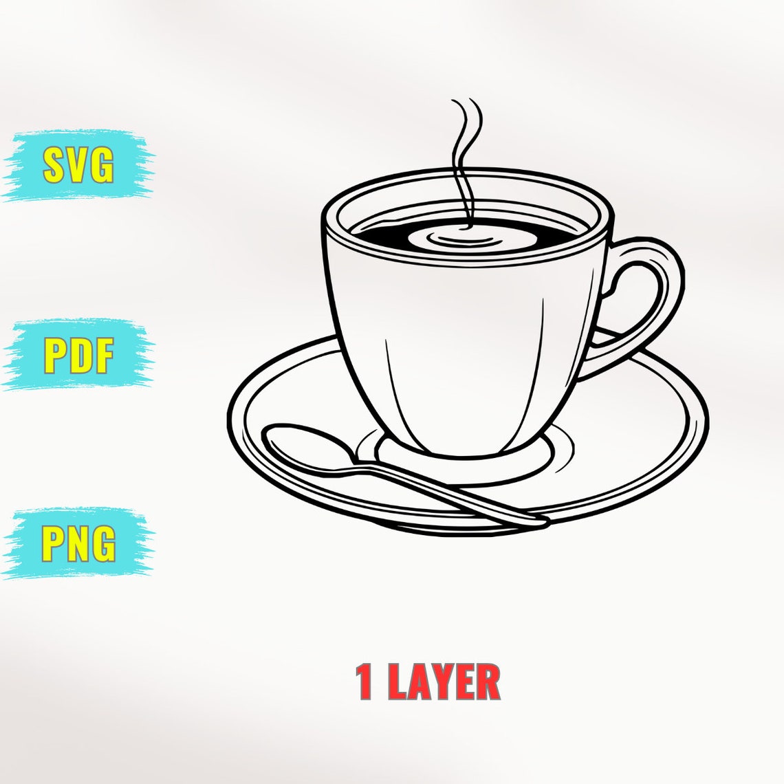 Coffee SVG, Coffee Outline Vector, Coffee PNG 300 Dpi, PDF, Coffee Cup ...