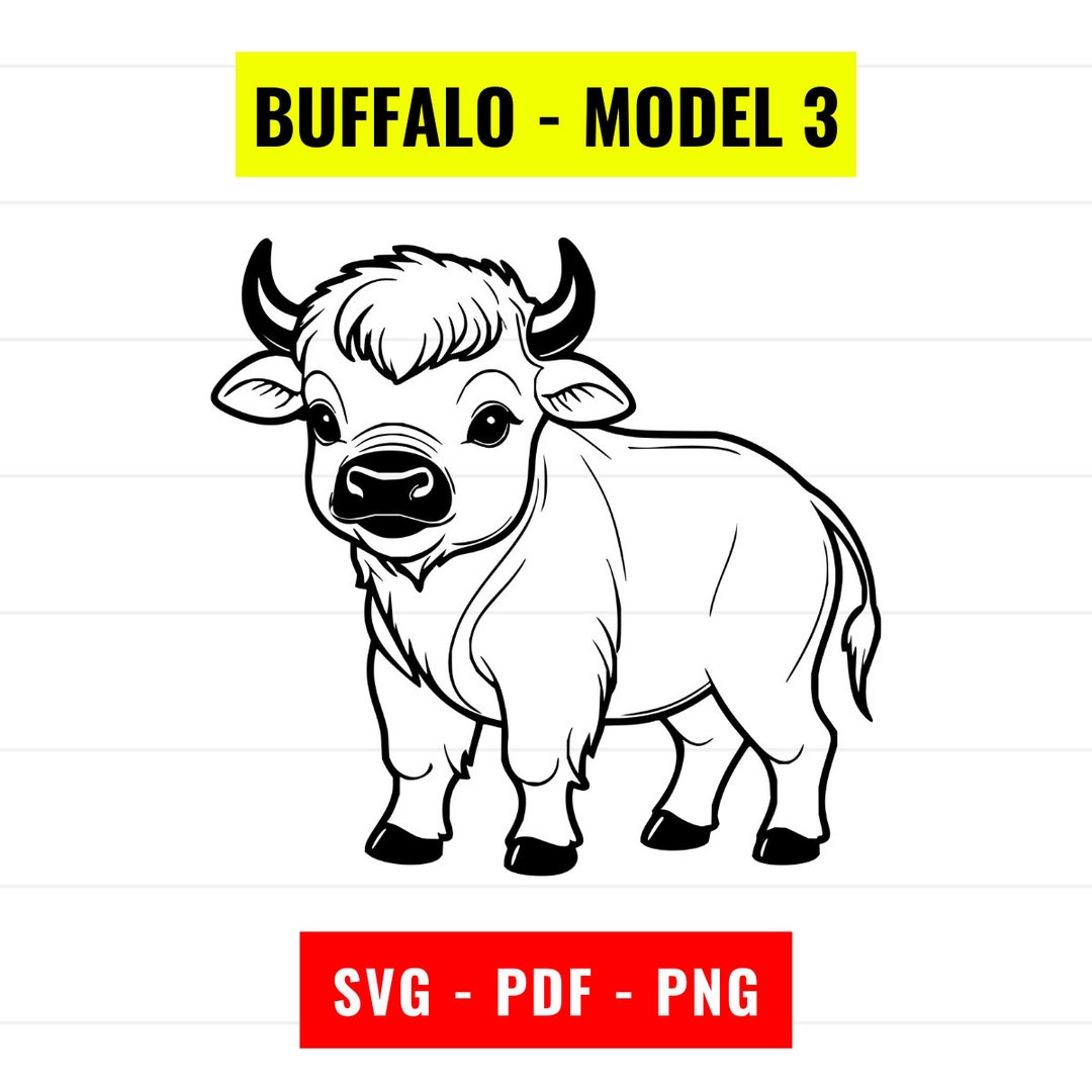 Cute Buffalo SVG, Buffalo Outline Svg, PNG, PDF African Buffalo Vector ...