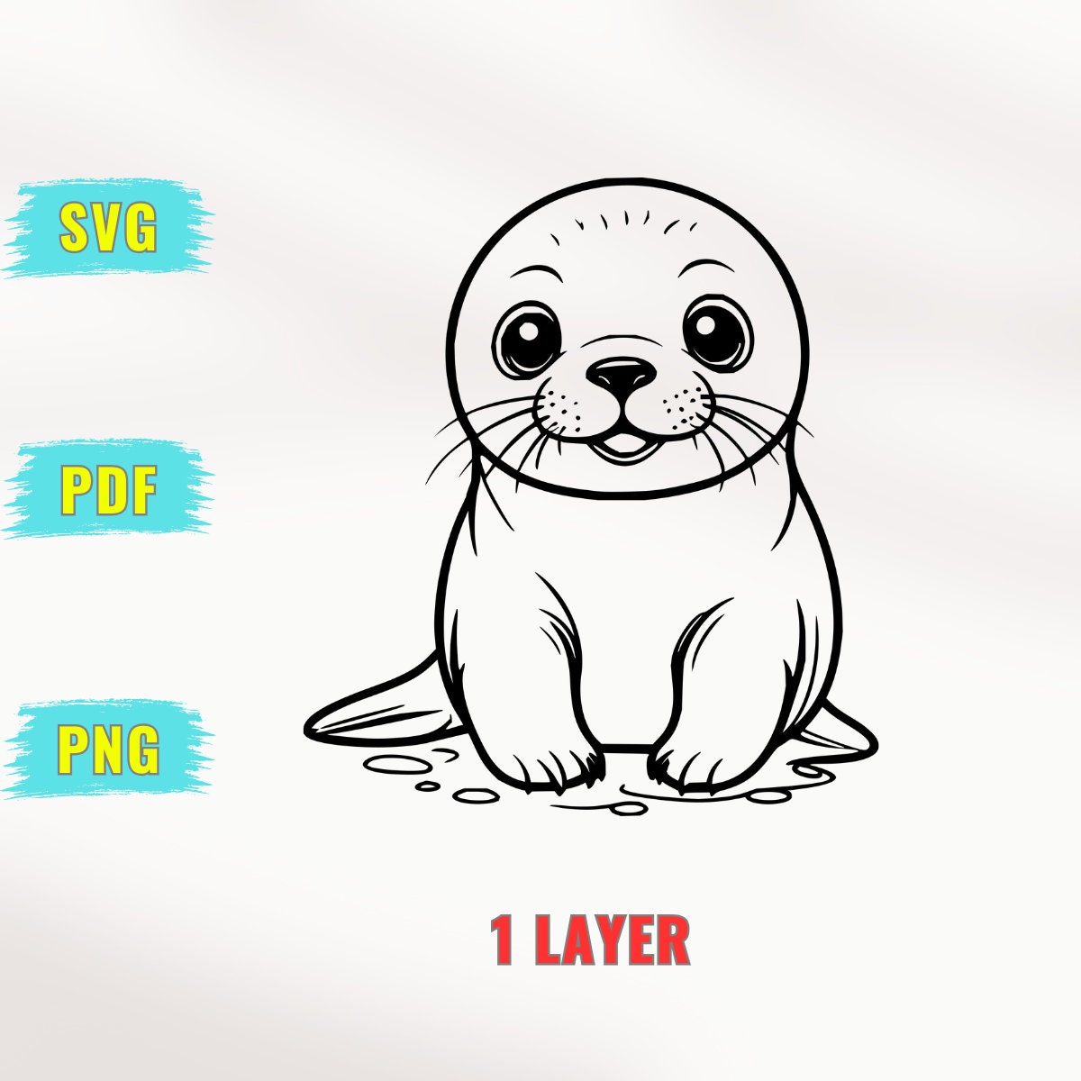 Seal SVG, Baby Seal Outline Svg, PNG, PDF, Cute Seal Vector for Cricut ...