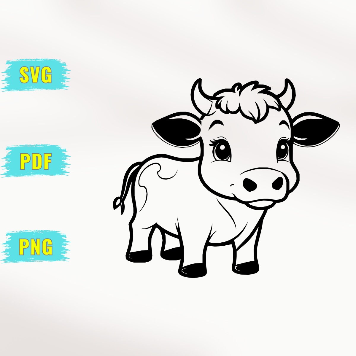 Cute Holy Cow SVG, Baby Cow Outline, Holy Cow Vector, Cow PNG 300 Dpi ...