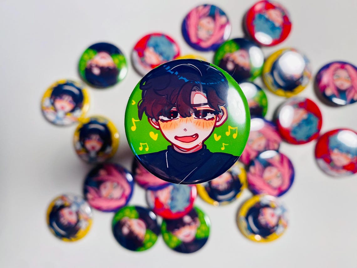 Cute Anime Character Button Pins | 38mm Alien Stage - Etsy