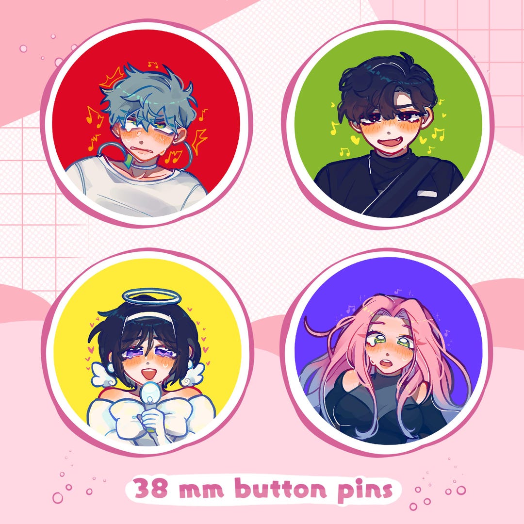 Cute Anime Character Button Pins | 38mm Alien Stage - Etsy