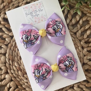 Daisy Duck Hair Bow, Daisy Duck Pigtail Bows, Toddler Hair Bow, Toddler ...