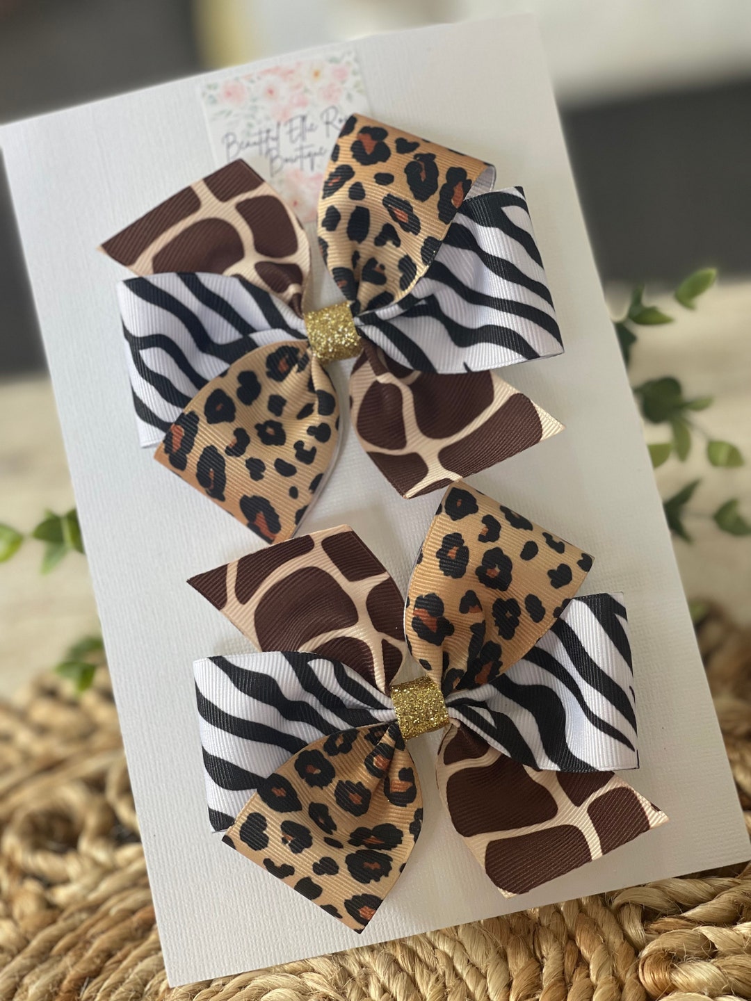 Safari Pigtail Hair Bows, Wild Safari Hair Bows, Safari Pigtail Bows ...
