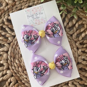 Daisy Duck Hair Bow, Daisy Duck Pigtail Bows, Toddler Hair Bow, Toddler ...