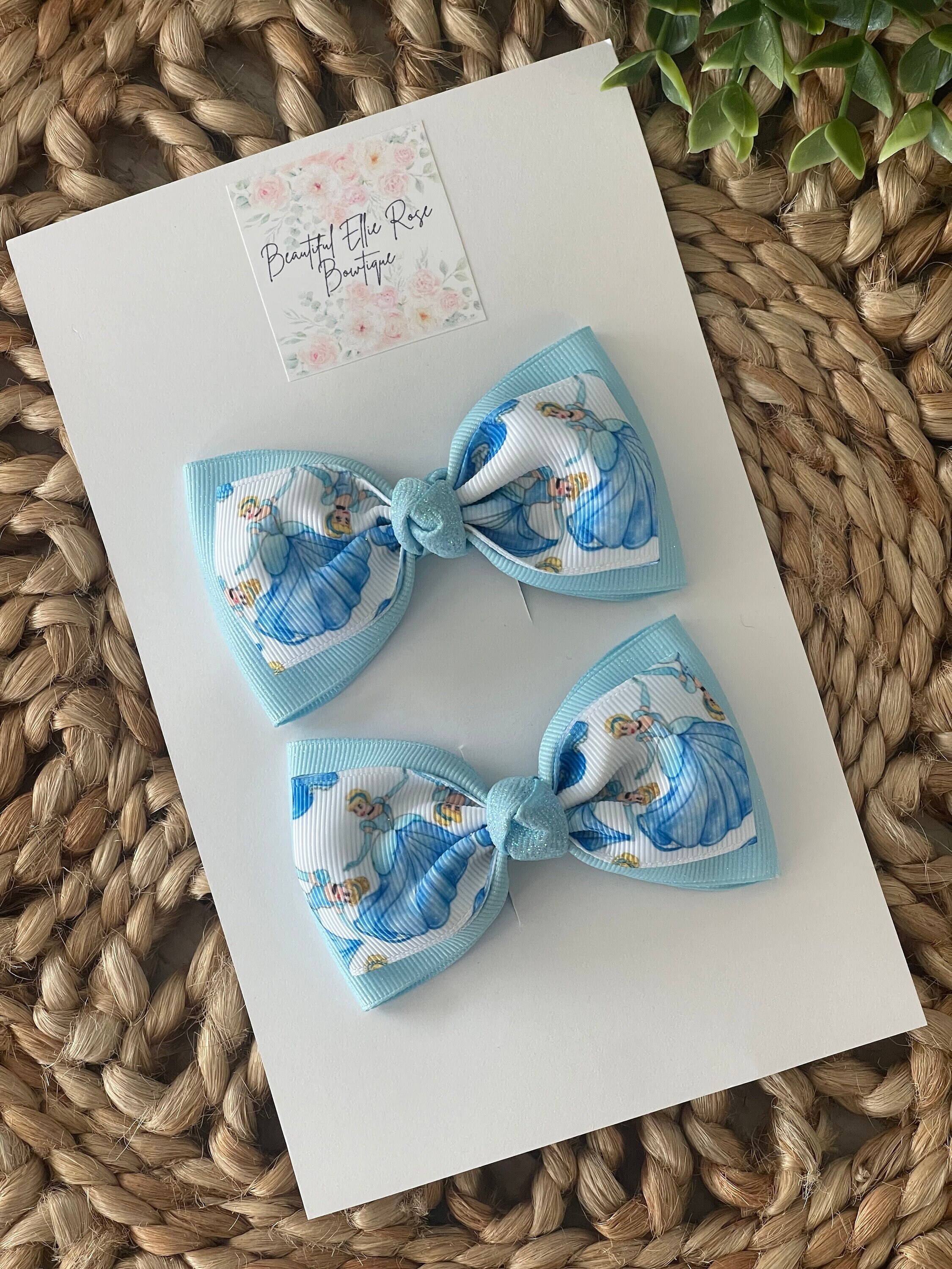 Cinderella Hair Bows, Princess Hair Bows Set, Cinderella Pigtail Bows ...