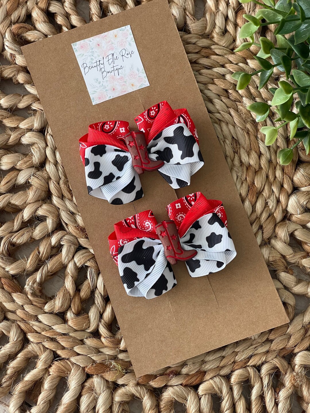 Western Hair Clips, Cowgirl Pig Tail Bows, Cow Girl Hair Clips, Bandana ...