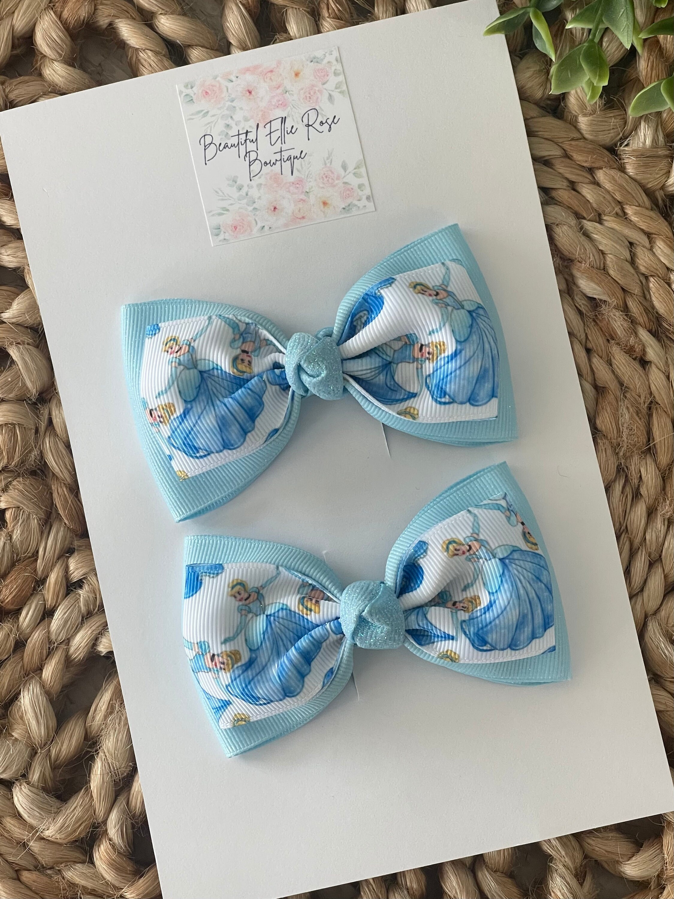 Cinderella Hair Bows, Princess Hair Bows Set, Cinderella Pigtail Bows ...